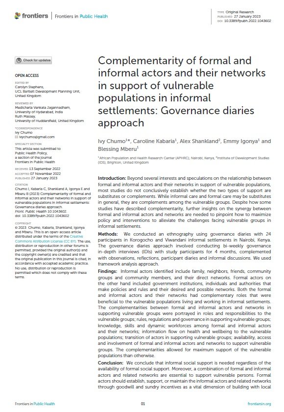 Complementarity of formal and informal actors and their networks in ...
